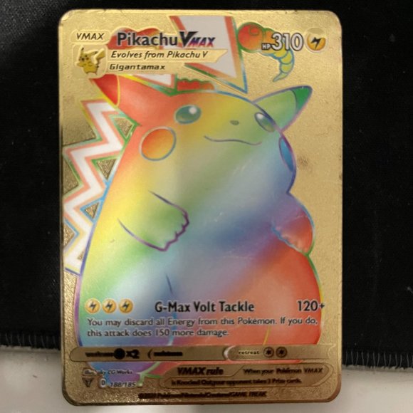 Pokemon | Toys | Pikachu Vmax Gigantamax Golden Metal Pokemon Card ...